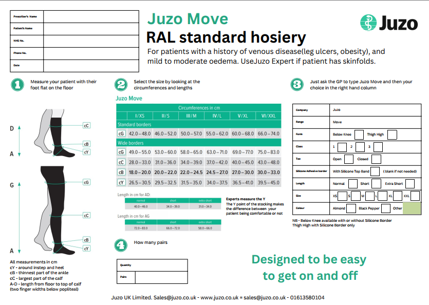 Juzo Made to Measure Forms | Juzo UK Off The Shelf Tick Sheets